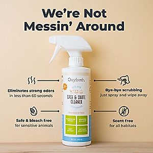 Oxyfresh Premium Crate & Cage Cleaner – Professional Dog Crate & Small Animal & Bird Cage Odor Eliminator – Quickly Cleans, Removes Poop & Deodorizes Pet Odors – Safe & Bleach Free