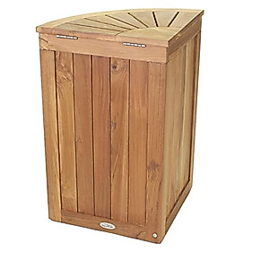 AquaTeak Kai Corner Teak Laundry & Storage Hamper