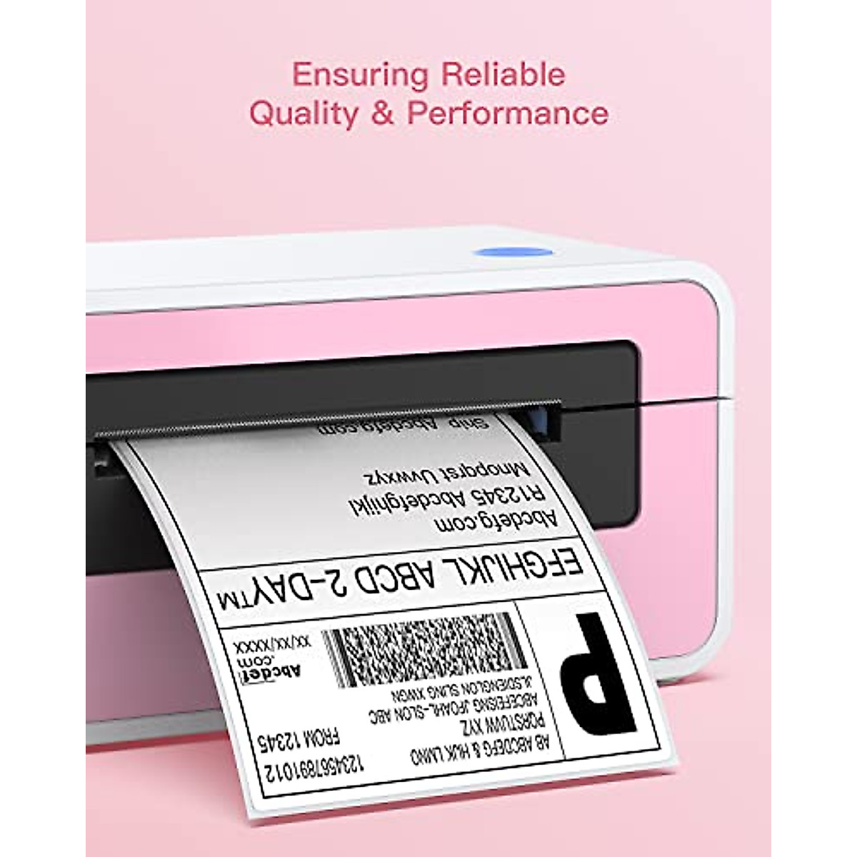 POLONO Shipping Label Printer Pink, 4x6 Thermal Label Printer for Shipping Packages, Commercial Direct Thermal Label Maker, 2" Pink Circle Direct Thermal Labels (750 Labels c