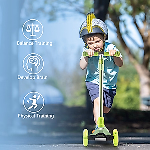 3 Wheel Scooter for Kids Ages 6-12,Kids Scooter with Light Up Wheels, Sturdy Deck Design, and 4 Height Adjustable Suitable for Kids Ages 3-12