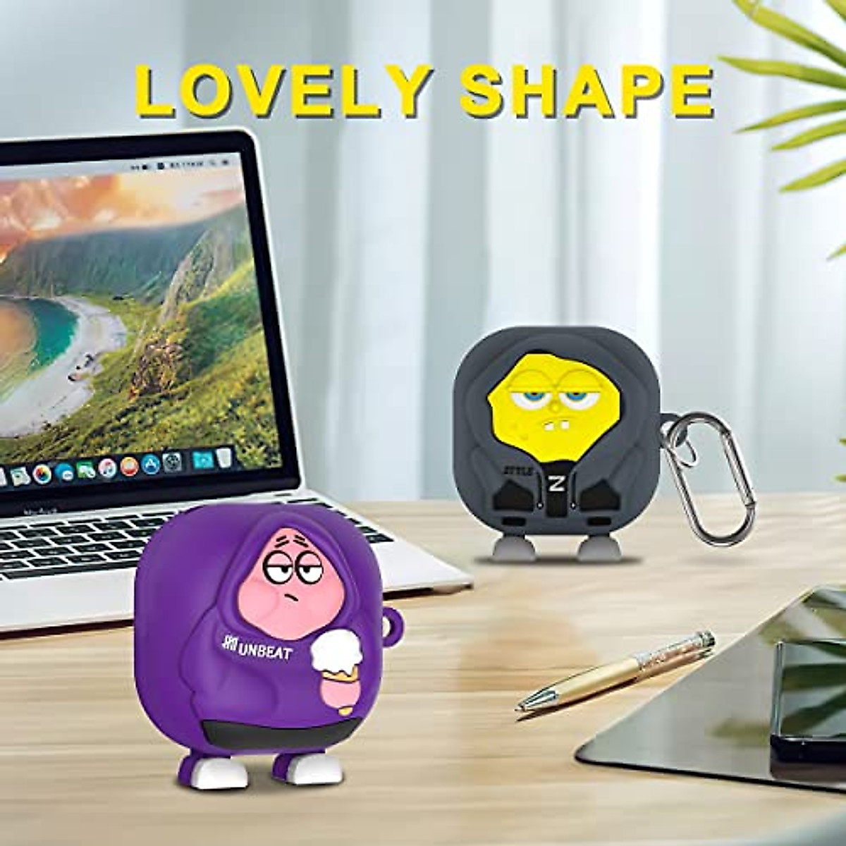 Cute Case for Galaxy Buds 2 Pro Case (2022) / Galaxy Buds 2 Case (2021) / Galaxy Buds Pro Case (2021) / Galaxy Buds Live Case (2020), Silicone Cartoon Funny Cute Galaxy Buds Case Cover (Yellow)