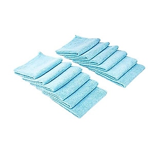 The Rag Company - Premium All-Purpose Microfiber Terry Cleaning Towels - Commercial Grade, Highly Absorbent, Lint-Free, Streak-Free, Kitchens, Bathrooms, 365gsm, 12in x 12in, Light Blue (12-Pack)