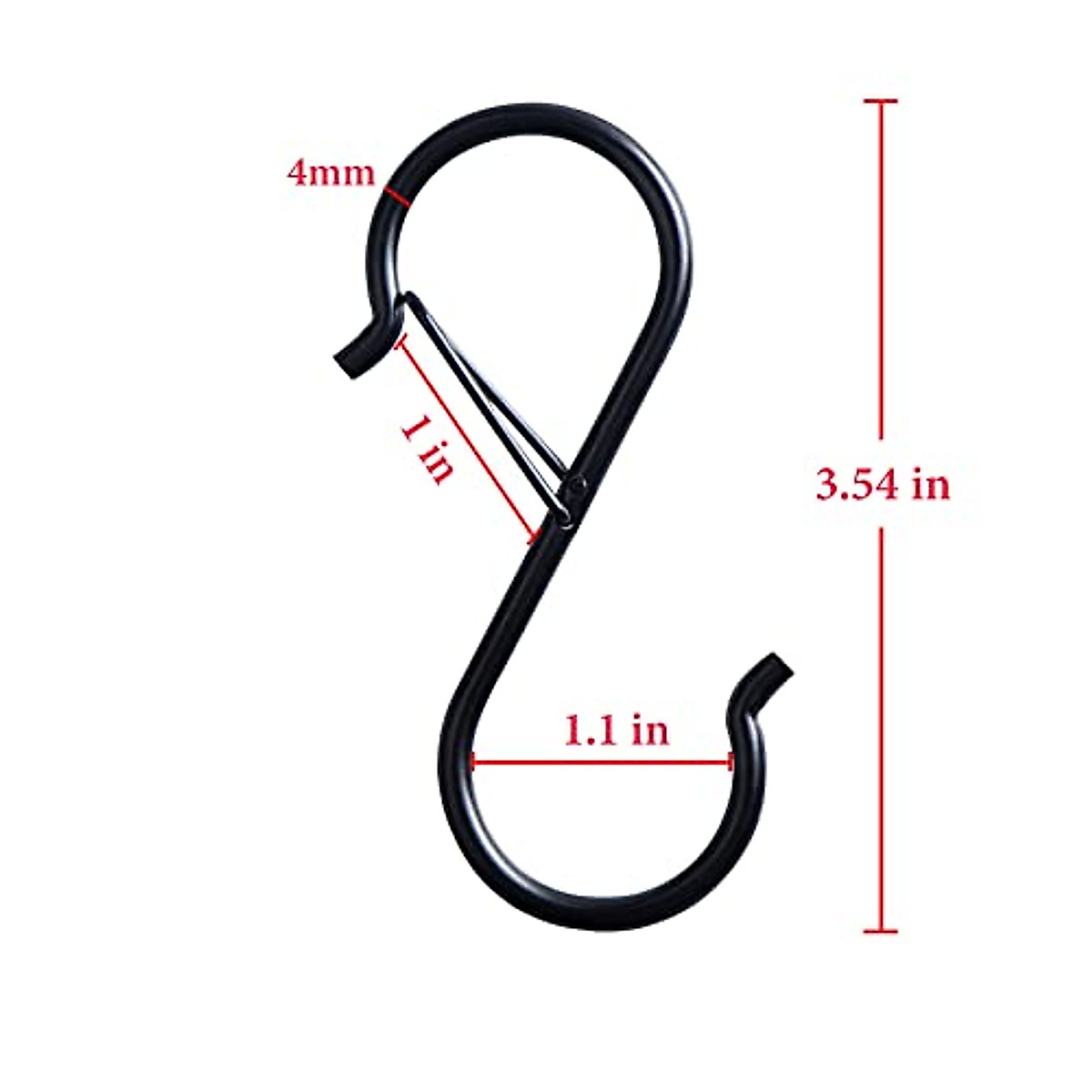 Baoswi 9 Pack S Hooks for Hanging Black S Hooks Heavy Duty Metal Hooks with Safety Buckle Design for Hanging Plants, Lights, Kitchenware, Pans, Pots, Utensils, Clothes, Towels