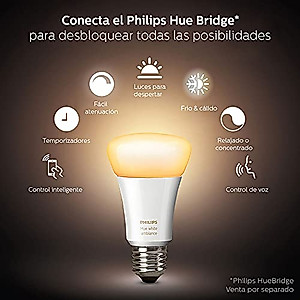 Philips Hue White Ambiance Smart Bulb Starter Kit (4 A19 Bulbs and 1 Hub Works with Alexa Apple HomeKit and Google Assistant)