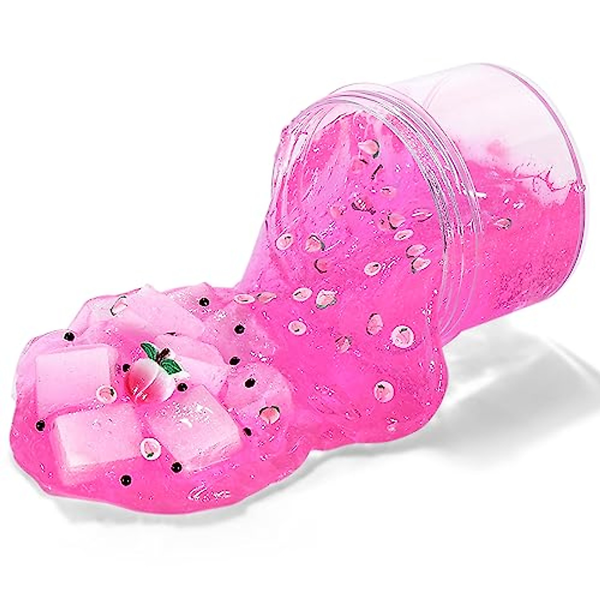 3 Packs Jelly Cube Crunchy Slime Kit,Non Sticky,Super Soft Sludge Toy,Birthday Gifts for Kids,DIY Crystal Glue Boba Slime Party Favor for Girls & Boys(Blue,Yellow,Pink)