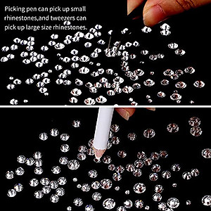 OUTUXED 5040pcs Clear Rhinestones for Crafts, Flatback White Nail Rhinestone Gems, Craft Glass Diamonds Stones with Tweezers and Picking Rhinestones Pen, SS6-SS20 Crystal