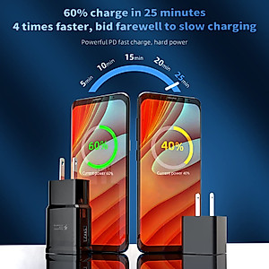 Type C Charger Fast Charging USB C Power Adapter Cell Phone Wall Block Android Tablet Super Charge Box Brick Cable Compatible for Galaxy LG S9 Cord S10 S8 Note S21 Ultra Plus S20 A31