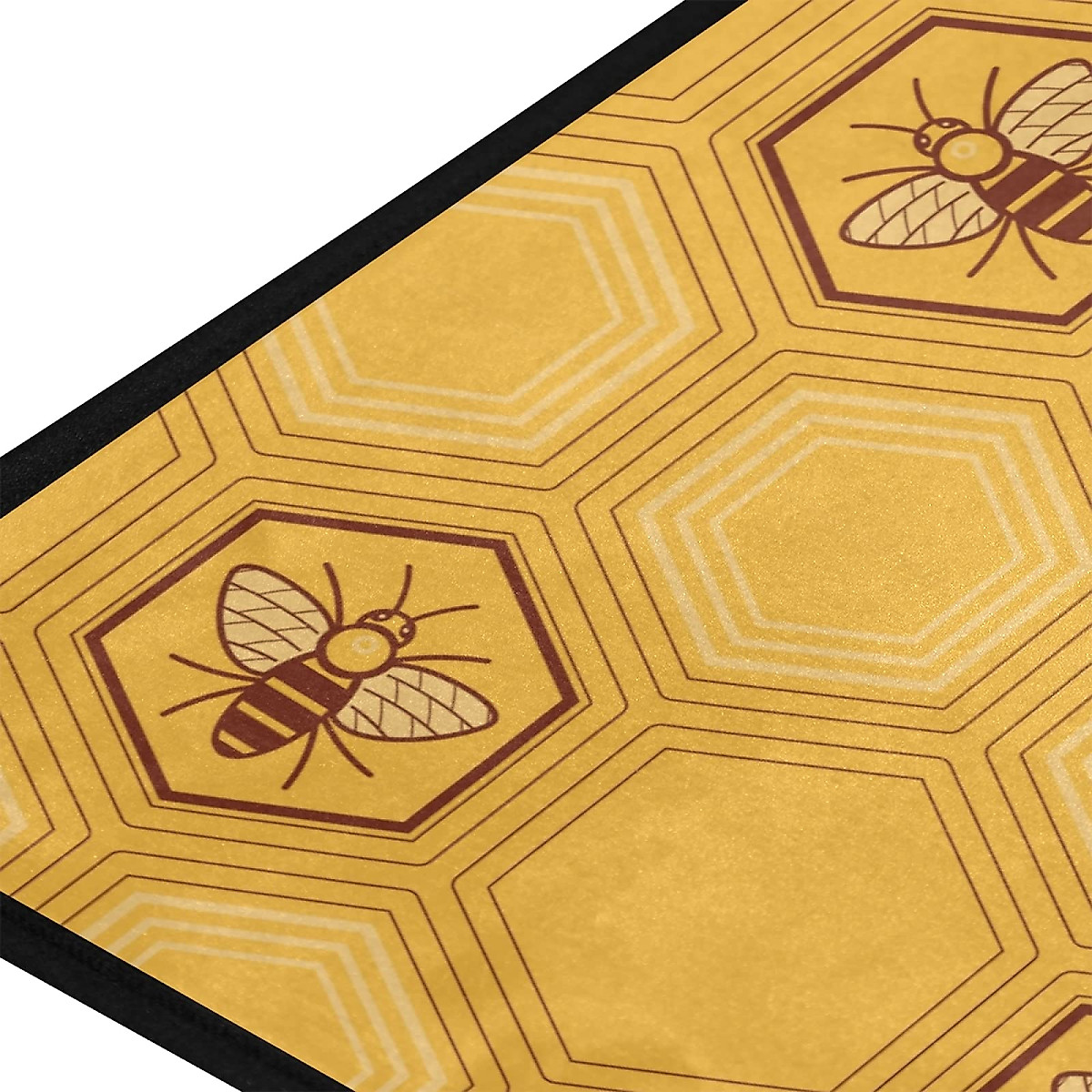 Yellow Bee Honeycomb Hive Kitchen Rug Floor Mat Anti Fatigue Kitchen Mats 39 x 20 in Non Slip Absorbent Cushion Comfort Standing Mat Carpet for Home Decor