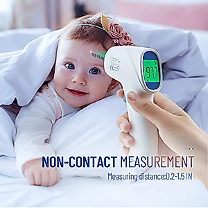 Touchless Thermometer for Adults, Digital Infrared Thermometer Gun with Fever Alarm, Forehead and Object 2 in 1 Mode, Fast Accurate Results (White)