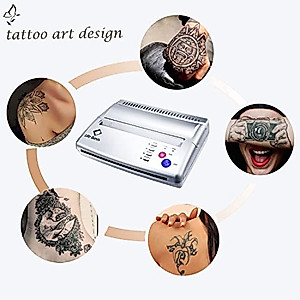 Life Basis Tattoo Stencil Transfer Machine Thermal Tattoo Kit Copier Printer Thermal Printer for Men and Women with 20pcs Tattoo Stencil Transfer Paper Silver Update Version