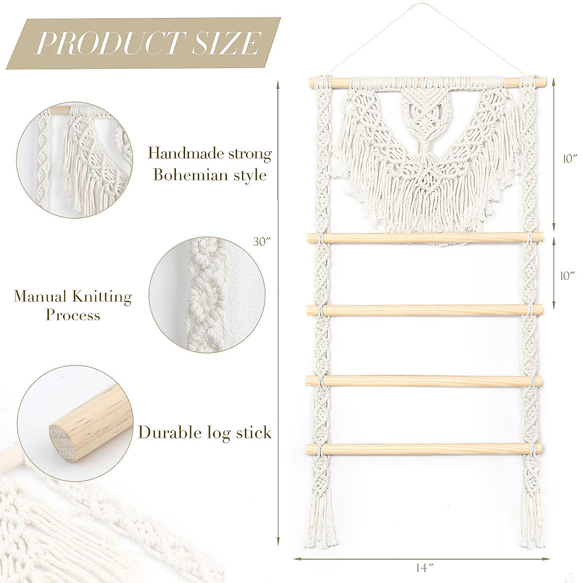 PABOBIT Hair Claw Clip Organizer,Macrame Hanging Hair Clip Holder and Storage for Women Girls,Claw Clips Hanger Home Boho Decor for Wall,Door,Closet