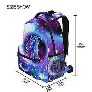 Galaxy Wolf School Backpacks for Kids Boy Girls 3D Animal Star Space Backpack Bookbags School Bag Daypack 14 inch Laptop Backpacks Camping Travel Outdoor Shoulder Bag