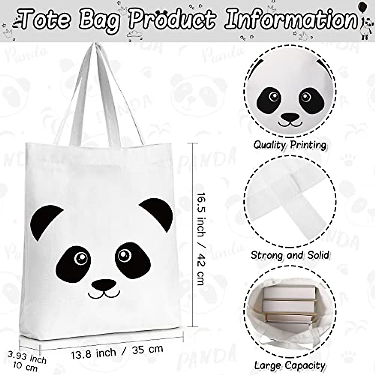 Eccliy 2 Pieces Panda Cosmetic Bag Makeup Zipper Pouch Bag Women Panda Tote Bag Just a Girl Who Loves Pandas for Girls Birthday Christmas Day Gift