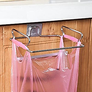 LUNCK Trash Bag Holder Racks, Metal Hanging Garbage Bags Rack, Stainless Steel Trash Bag Holder for Kitchen Cabinets(Hanging)