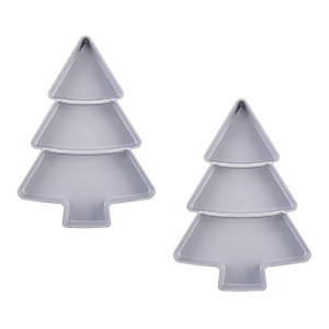 DOITOOL 2Pcs Snack Appetizer Trays Christmas Tree Shape Dessert Serving Dishes Snack Platter Serving Trays Fruit Cheese Dessert Tray Plate Grey