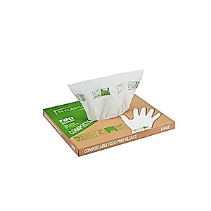TYPLASTICS Compostable Food Prep Gloves, Large, Pack of 100, ASTM D6400, US BPI and Europe OK Compost HOME Certified