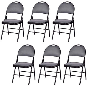 ReunionG 6 PCS Folding Chair, 6-Pack Portable Chairs with Upholstered Padded Seat and Back, Metal Frame Home Office Chairs (6 PCS)