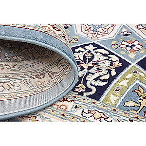 Unique Loom Narenj Collection Classic Traditional Textured Medallion Pattern Design Area Rug, 8 ft x 10 ft, Blue/Tan