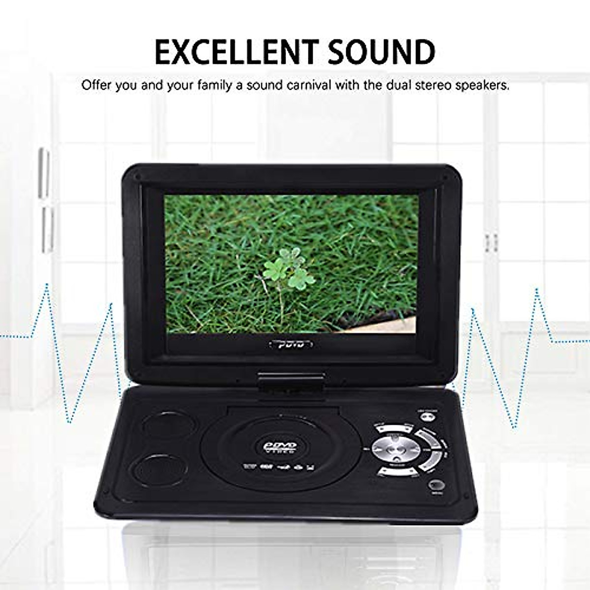 Portable DVD Player, HD TV Car Travel DVD Player Video Player with 13.9inch 800*480 Resolution 16:9 LCD Swivel Screen for Home/ Office/ Vehicle, Built-in 3D Audio Processing and Stereo Speakers(US)