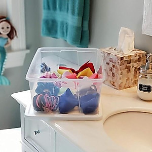 HOMZ 12-Quart Snaplock Clear Plastic Storage Tote Container Bin with Secure Lid and Handles for Home and Office Organization (8 Pack)