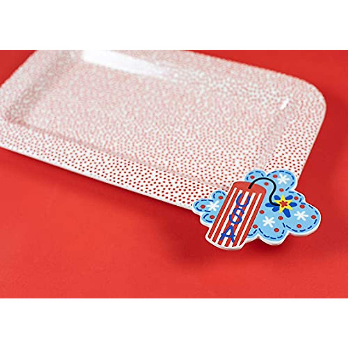 HAPPY EVERYTHING! Red Small Dot Mini Entertaining Rectangle Platter