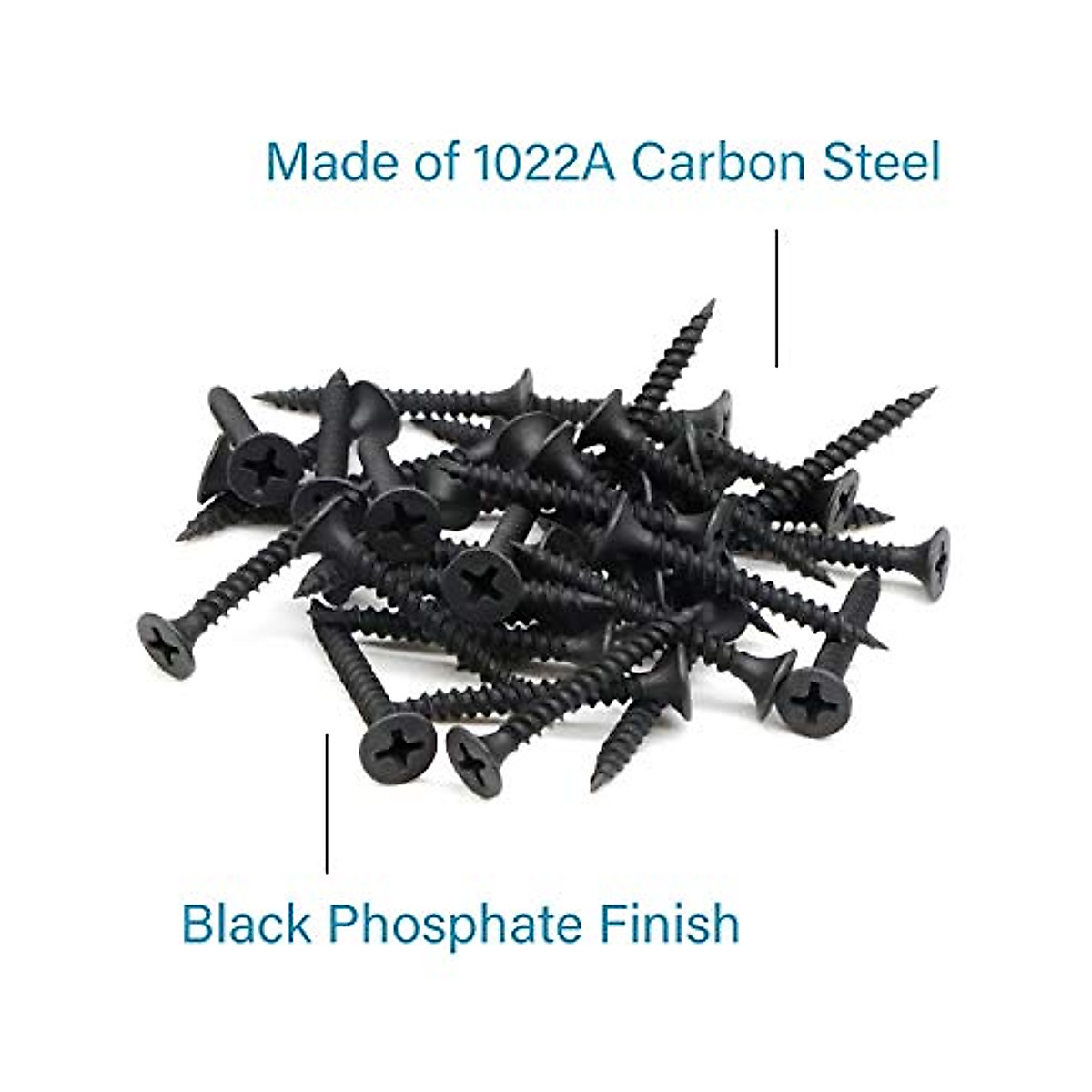 IMSCREWS Drywall Screws, #7 x 1-3/8 Inch Phillips Flat Wood Screws 200pcs, Fine Thread Black Phosphate, Self-Tapping Carbon Steel Interior Screws for Timber MDF Sheetrock