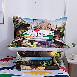 NiuOne Dinosaur Bedding Twin Comforter Set for Boys/Kids/Girls, Dinosaur Twin Bedding Set, 9 Piece Dinosaur Comforter Set Twin Size Bed in a Bag, Soft Microfiber Kids Summer Comforter Set Twin Size