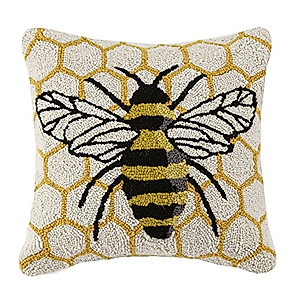 Peking Handicraft Honeycomb Bee Hook, 16x16 Throw Pillow