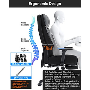 DJ·Wang Big and Tall Office Chair 400lbs, Executive Office Chair with Foot Rest, High Back Office Chair with Back Support, Oversized Office Chair for Heavy People, Leather Office Chair Black
