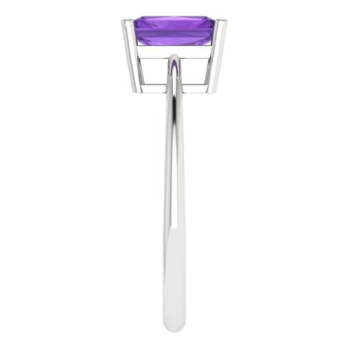 Clara Pucci 1.0 ct Radiant Cut Solitaire Natural Purple Amethyst Engagement Bridal Promise Anniversary Ring 18K White Gold Size 3.5