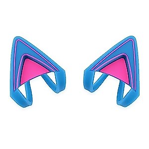 Glow in Dark Silicone Cat Kitty Ears Lovely Fluorescent Cat Ears Compatible for Bose/Razer/HyperX/Corsair/SteelSeries Arctis/Edifier Gaming Headphones (Blue)