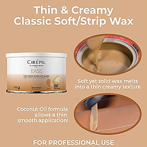 Cirepil - Ease Wax - 400g / 14.11 oz Wax Tin - Unscented - Creamy Texture - Perfect for Large Areas - Best for Fine Hair & Dry Skin Types - Strips Needed