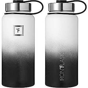 IRON °FLASK Sports Water Bottle - 32 Oz, 3 Lids (Spout Lid), Leak Proof, Vacuum Insulated Stainless Steel, Double Walled, Thermo Mug, Metal Canteen