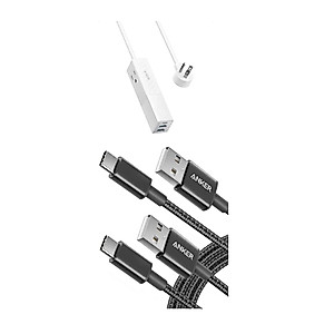 Anker Premium Nylon USB A to USB C Cable(2-Pack, 6ft) and Travel Power Strip USB C, 511 USB Power Strip, 2Outlets & 3USB Ports, 5ft Soft Extension Cord