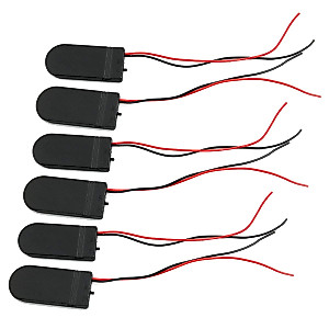 E-outstanding 6-Pack 2x3V CR2032 LIR2032 Button Cell Battery Holder with Cover and ON/Off Switch, Wired 6V Button Coin Cell Battery Storage Box
