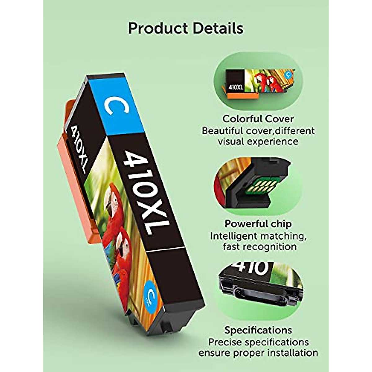 410XL Ink Cartridge Replacement for Epson 410 T410 Ink for Remanufactured Expression XP-7100 XP-830 XP-640 XP-630 XP-530 XP-635 Printer (Black, Cyan, Magenta, Yellow, Photo Black) 5 Pack