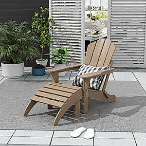 WO Home Furniture Adirondack Ottoman Outdoor Patio Footrest 13.5" Inch Folding Footstool for Outdoor Adirondack Chair (Weathered Wood)