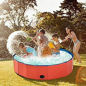 mcgrady1xm Collapsible Pet Dog Bath Pool, Kiddie Pool Hard Plastic Foldable Bathing Tub PVC Outdoor Pools for Dogs Cat Kid