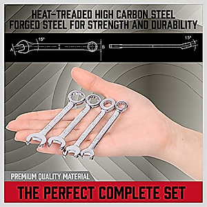 Premium Midget Wrench Set - 22-Piece Mini Combination Wrench Set, Metric & SAE Ignition Wrench Set, 4-10mm & 5/32'' to 7/16'', Li ghtweight Small Wrench Set with Carry Pouch