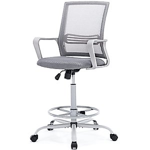 Drafting Chair - Tall Standing Office Desk Chair with Adjustable Foot Ring, Chair with Ergonomic Lumbar Support, Adjustable Height, Breathable Mesh