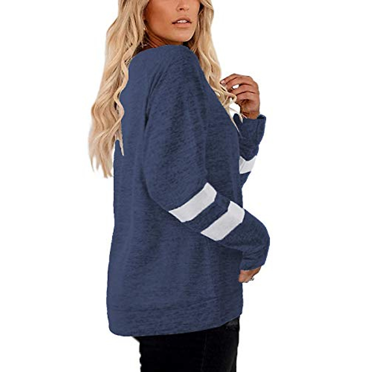 DOLNINE Womens Plus Size Tunic Sweatshirts Long Sleeve Shirts Tops Navy Blue-20W