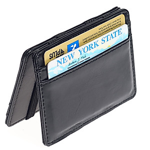 CKLT Men's Fashion Magic Money Clip Leather Minimalistic Slim Wallet Black
