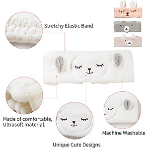 Ergonflow 4 Pack Animal Coral Fleece Spa Headband Makeup Headband Cosmetic Headband for Washing Face Wash Headband Cosmetic Headband Shower Headbands