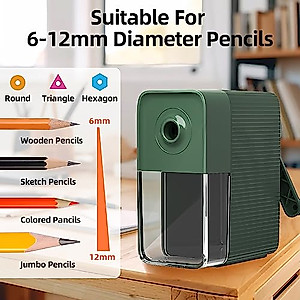 ZMOL Manual Pencil Sharpeners,Handheld Pencil Sharpener for Kids & Large Colored Pencils，Long Point Pencil Sharpener Artist，Jumbo Pencil Sharpeners for School Classroom
