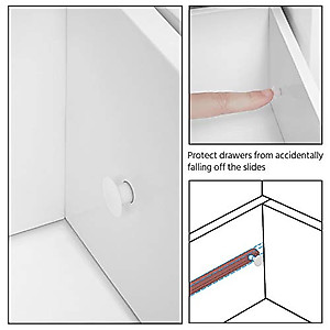 Yaheetech Wooden Floor Cabinet, Side Storage Organizer with 4 Drawers and 1 Cupboard, Freestanding Entryway Storage Unit Console Table, Bathroom Furniture Home Decor, White
