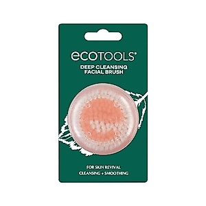 EcoTools Deep Cleansing Facial Brush, Manual Facial Cleansing Brush Exfoliates & Deeply Cleanses, Remove Makeup & Dry Skin, Eco-Friendly Face Brush for Cleansing, Color May Vary, 1 Count