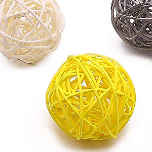 DomeStar 24PCS Yellow Decorative Balls for Bowl Centerpiece, 2 Inch Rattan Balls Wicker Balls Decorative Twig Orbs Spheres Bowl Fillers Vase Fillers Home Wedding Decor