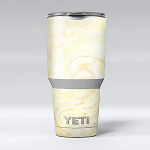 Design Skinz Yellow Slate Marble Surface V21 - Skin Decal Vinyl Wrap Kit Compatible with The Yeti Rambler Cooler Tumbler Cups