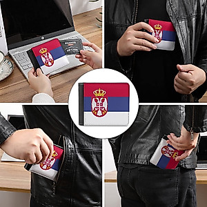 Mens Short Wallet Serbia Flag Bifold Leather Wallets Purse Minimalist Card Holders Coin Purses