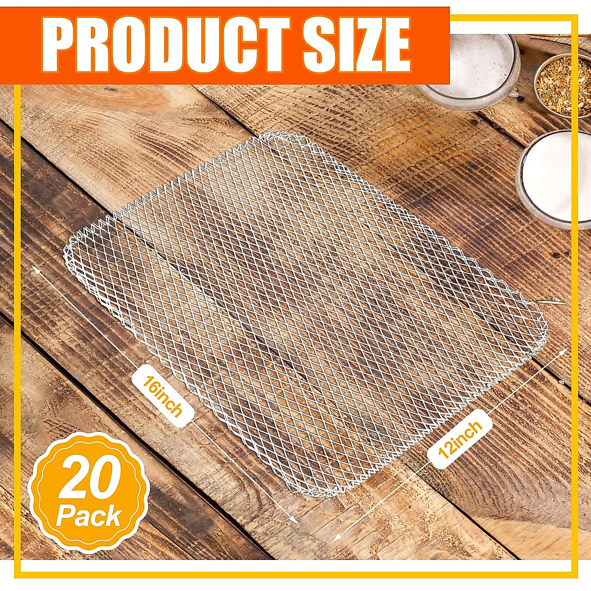 Mifoci 20 Pcs Disposable Grill Topper Non Stick BBQ Grill Grates 12x16 Inch Grill Mesh Mat Disposable Pans for Outdoor Liners Cooking Grid Grates Pad for Camping Picnics Meat